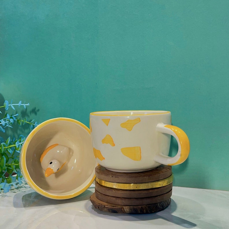 Cute Duck Mug With 3D Duck Inside – Kawaii Ceramic Coffee Cup ...