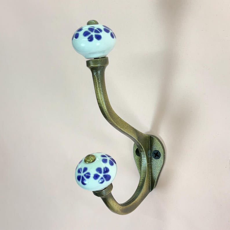 Hand-painted Ceramic Knob Coat Hooks, Vintage Metal Wall Hooks - Etsy