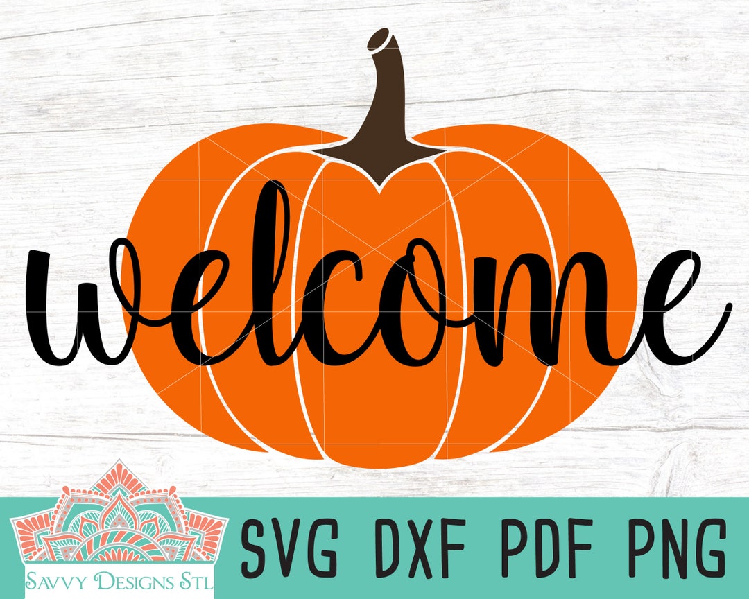 Welcome Pumpkin Cut File for Silhouette & Cricut, Doormat Stencil Svg ...
