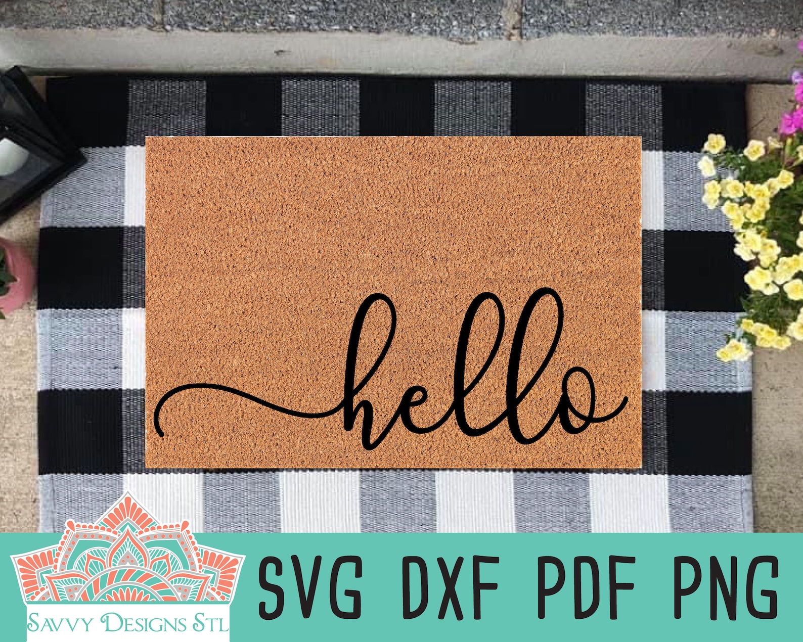 Hello Cut File for Silhouette and Cricut, INSTANT DOWNLOAD, Doormat ...