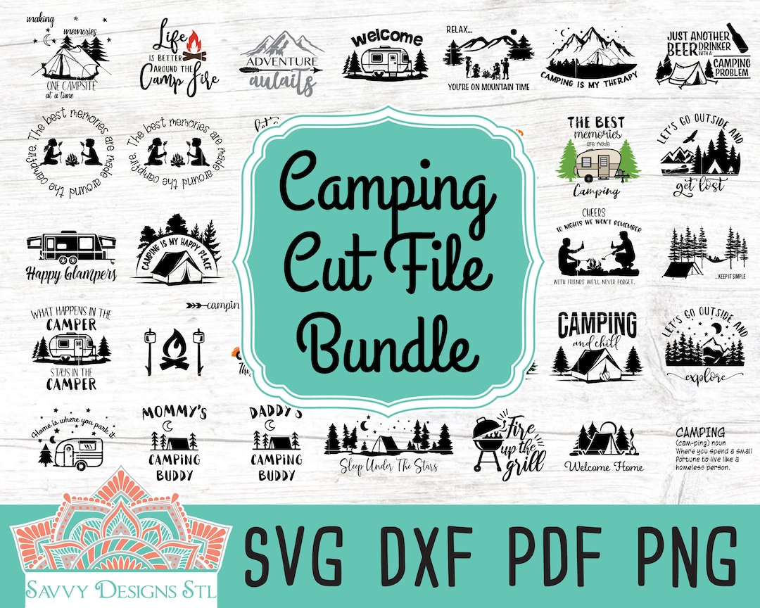 Camping Cut File Bundle for Silhouette and Cricut, INSTANT DOWNLOAD ...