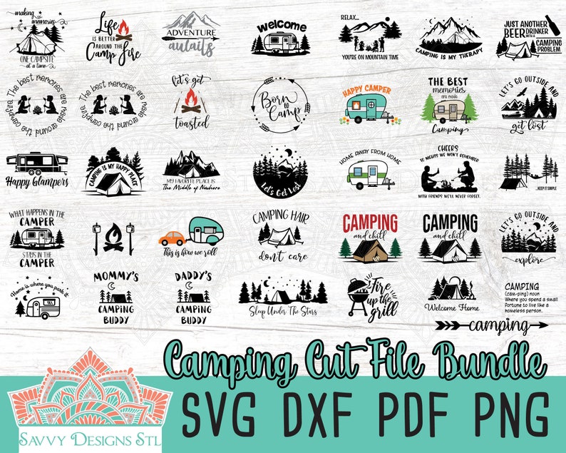 Camping Cut File Bundle for Silhouette and Cricut INSTANT - Etsy