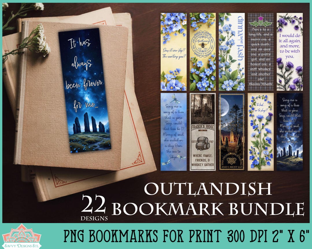 Outlandish Bookmark Bundle, Printable Outlander-inspired Bookmarks ...