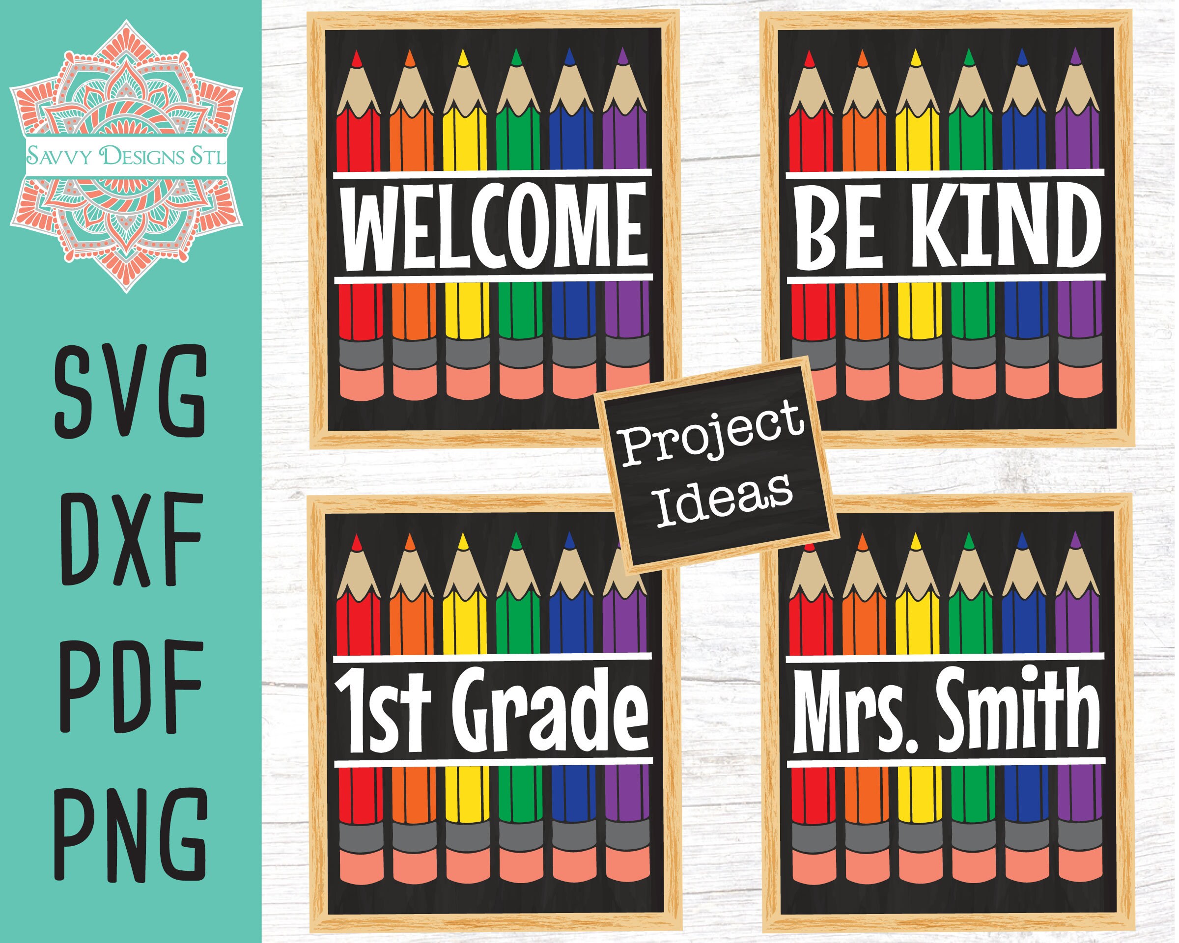 Colored Pencil Split Monogram Template Cut File for Silhouette & Cricut ...