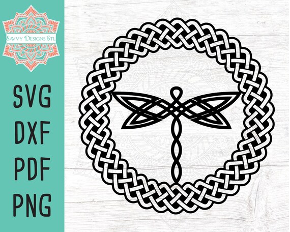 Celtic Knot With Dragonfly SVG Cut File for Silhouette and | Etsy