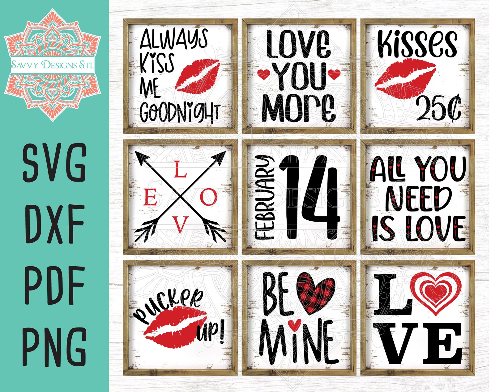 Valentine's Day Farmhouse Sign Cut File Bundle for Silhouette and ...