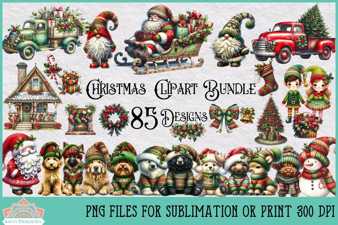 Christmas Clipart Bundle, Holiday Sublimation Designs (PNG) - Etsy