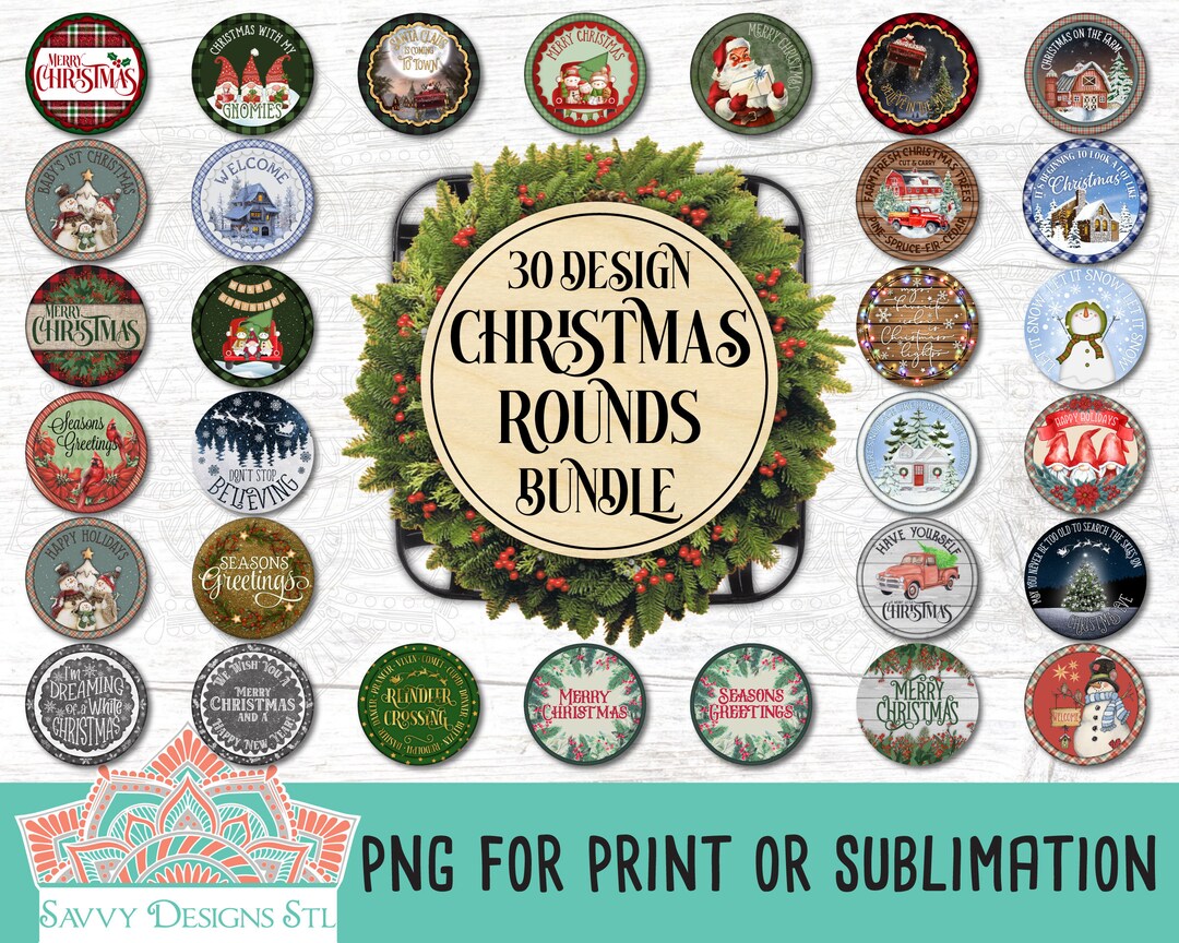 Christmas Rounds Bundle for Sublimation or Print, Holiday Sublimation ...