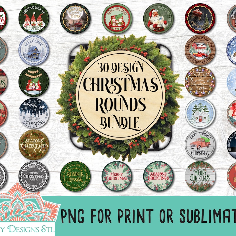 Round Christmas Svg - Etsy