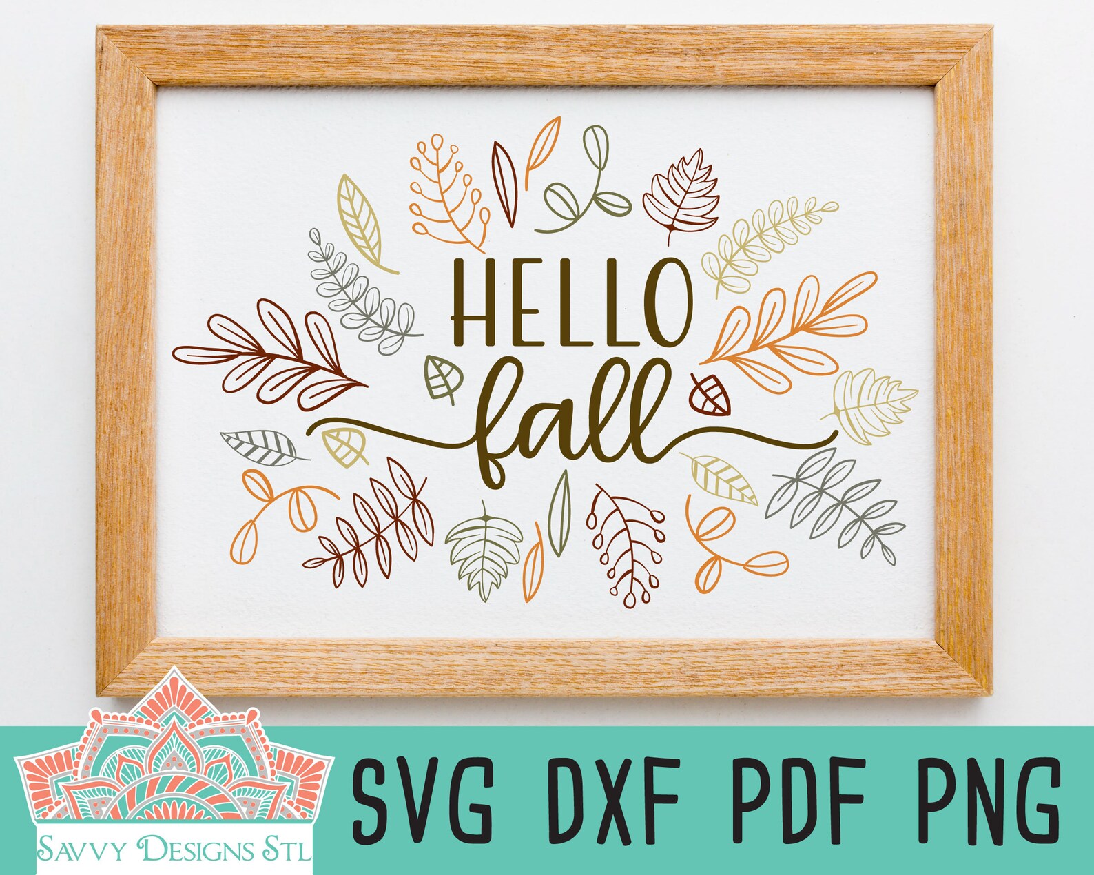 Hello Fall Leaves Cut File for Silhouette and Cricut, INSTANT DOWNLOAD ...