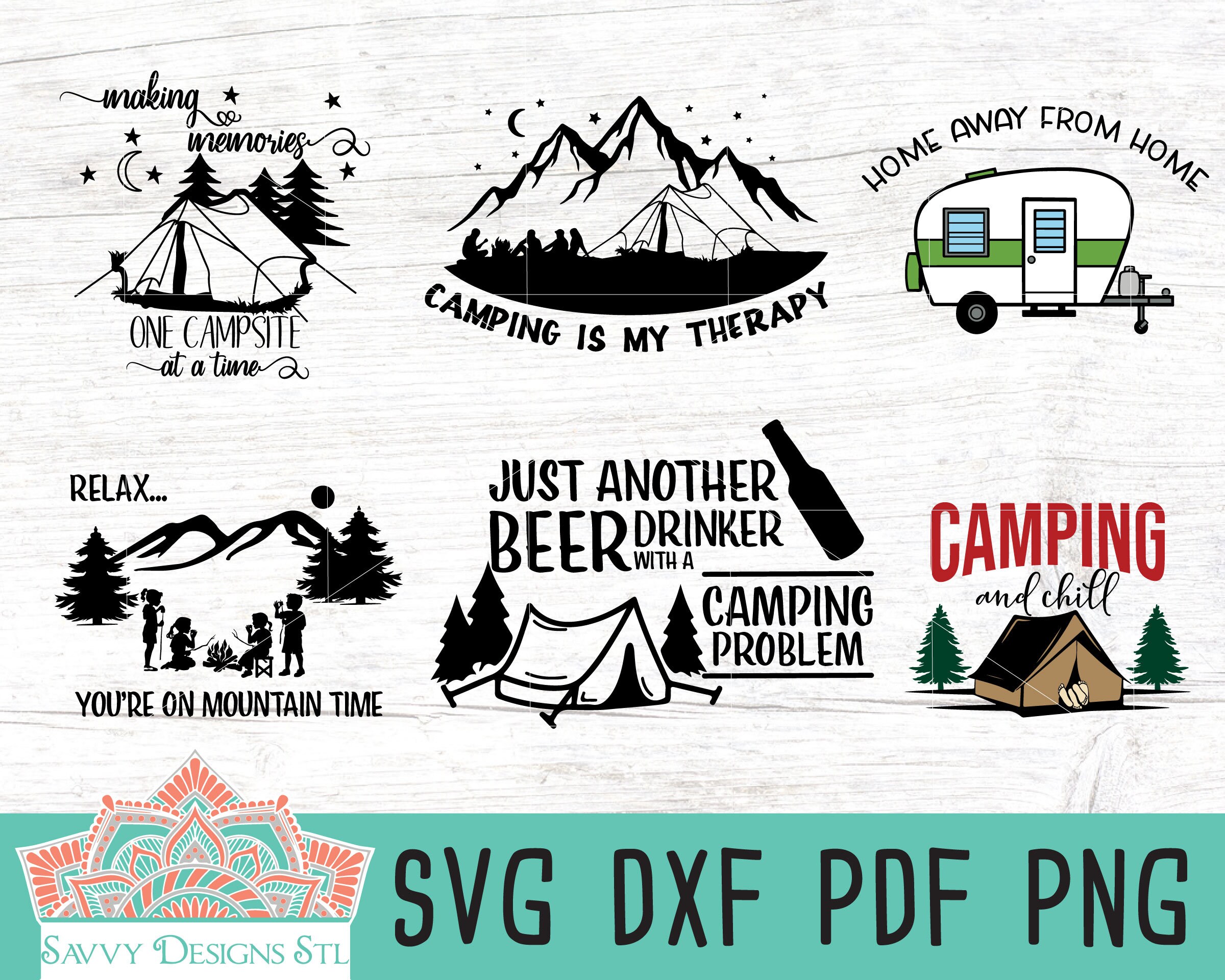 Camping Cut File Bundle for Silhouette and Cricut INSTANT | Etsy