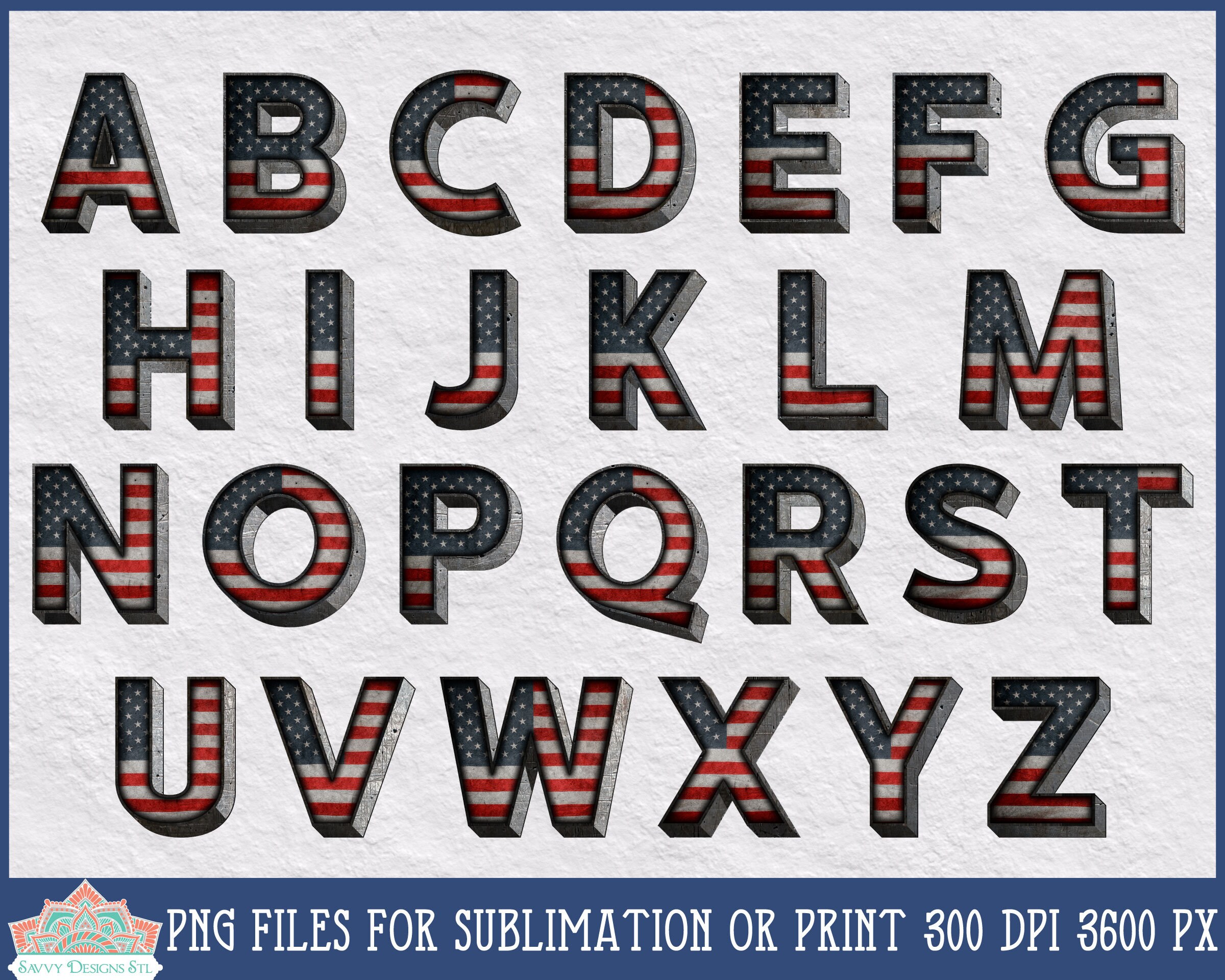 Patriotic Metal Alphabet American Flag Lettering Bundle for - Etsy