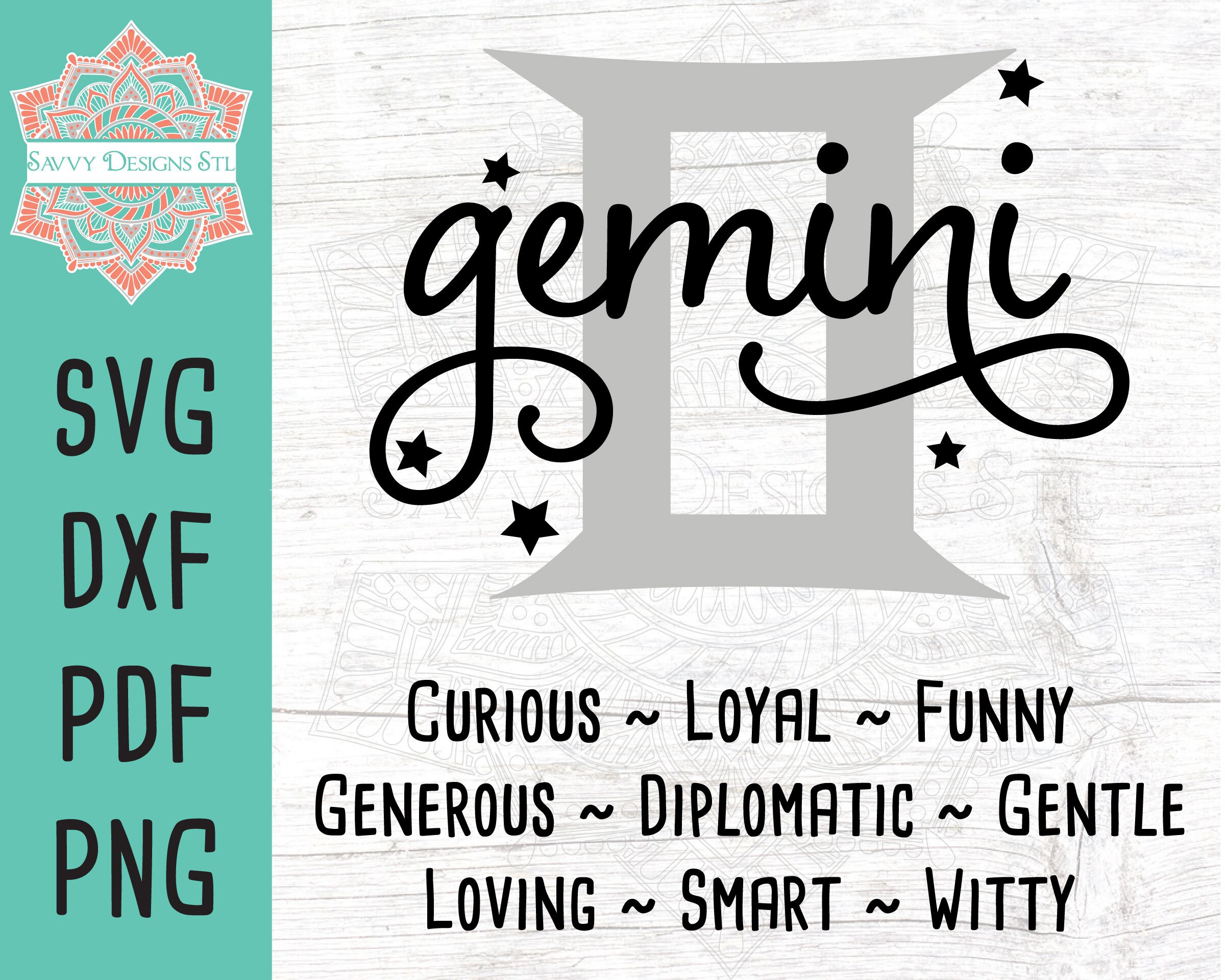 Gemini Zodiac Traits Svg Cut File For Silhouette And Cricut Etsy
