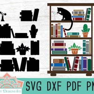 Bookcase Layered SVG Cut File Bundle for Silhouette and Cricut, Book ...