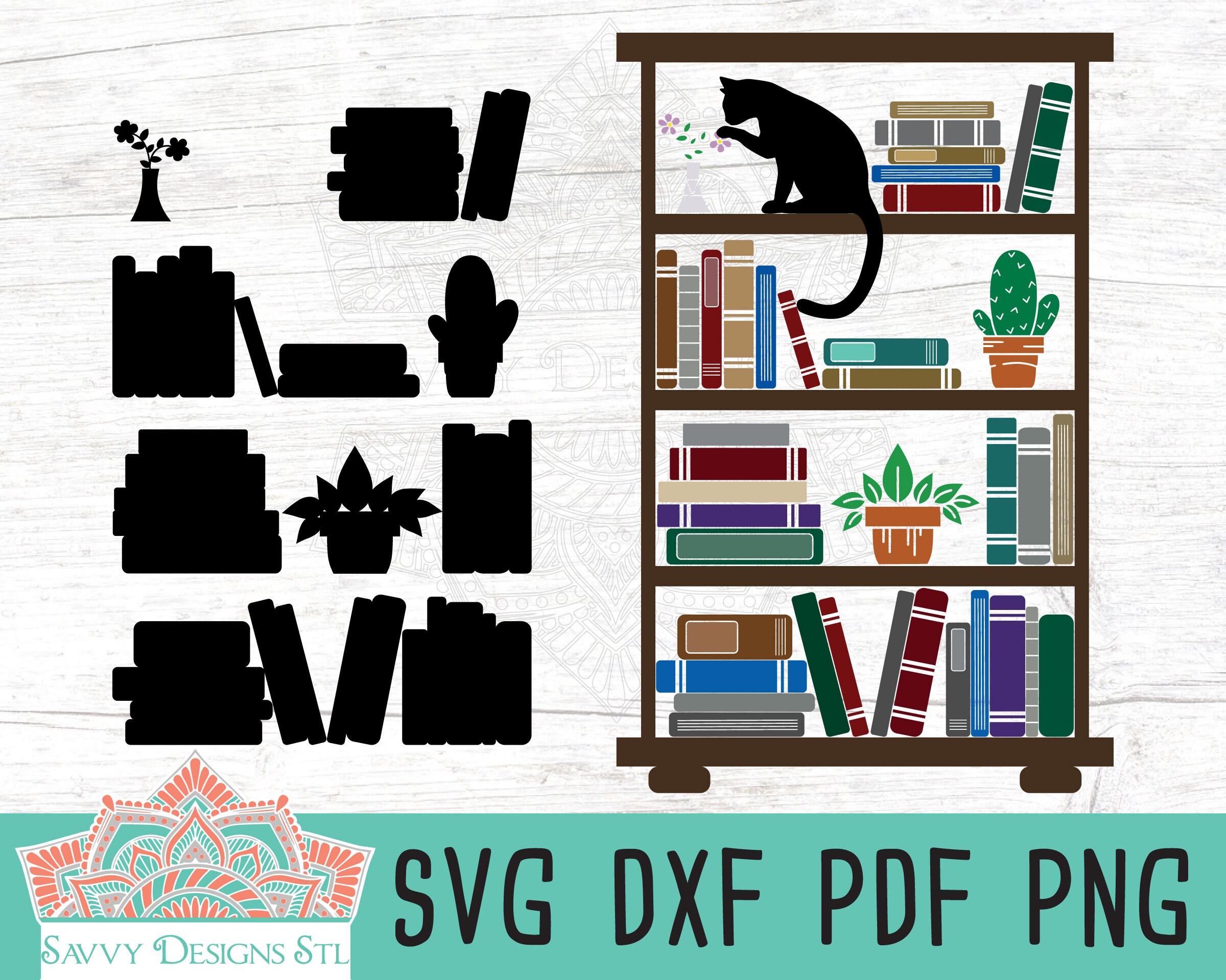 Bookcase Layered SVG Cut File Bundle for Silhouette and - Etsy