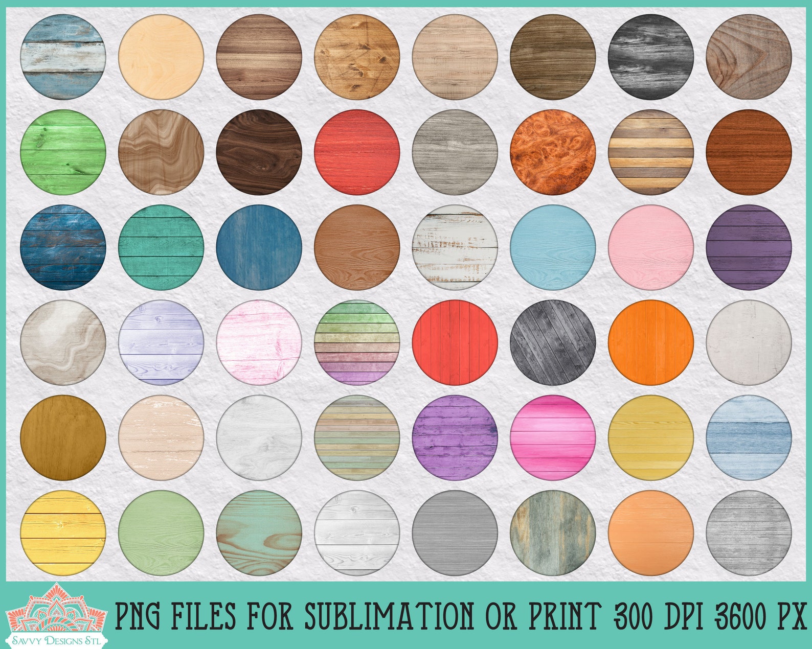 50 Colorful Round Wood Sublimation Backgrounds Bundle for Sublimation ...
