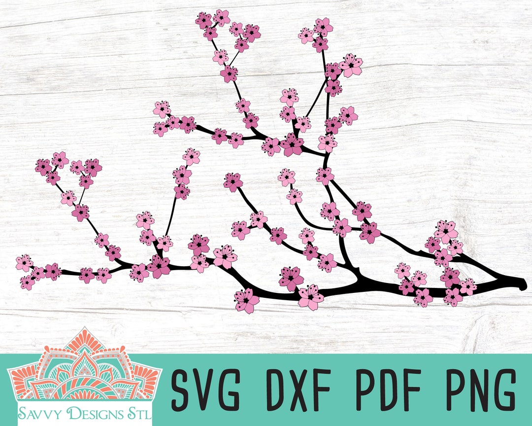 Cherry Blossom Tree Branch Cut File for Silhouette and Cricut, INSTANT ...