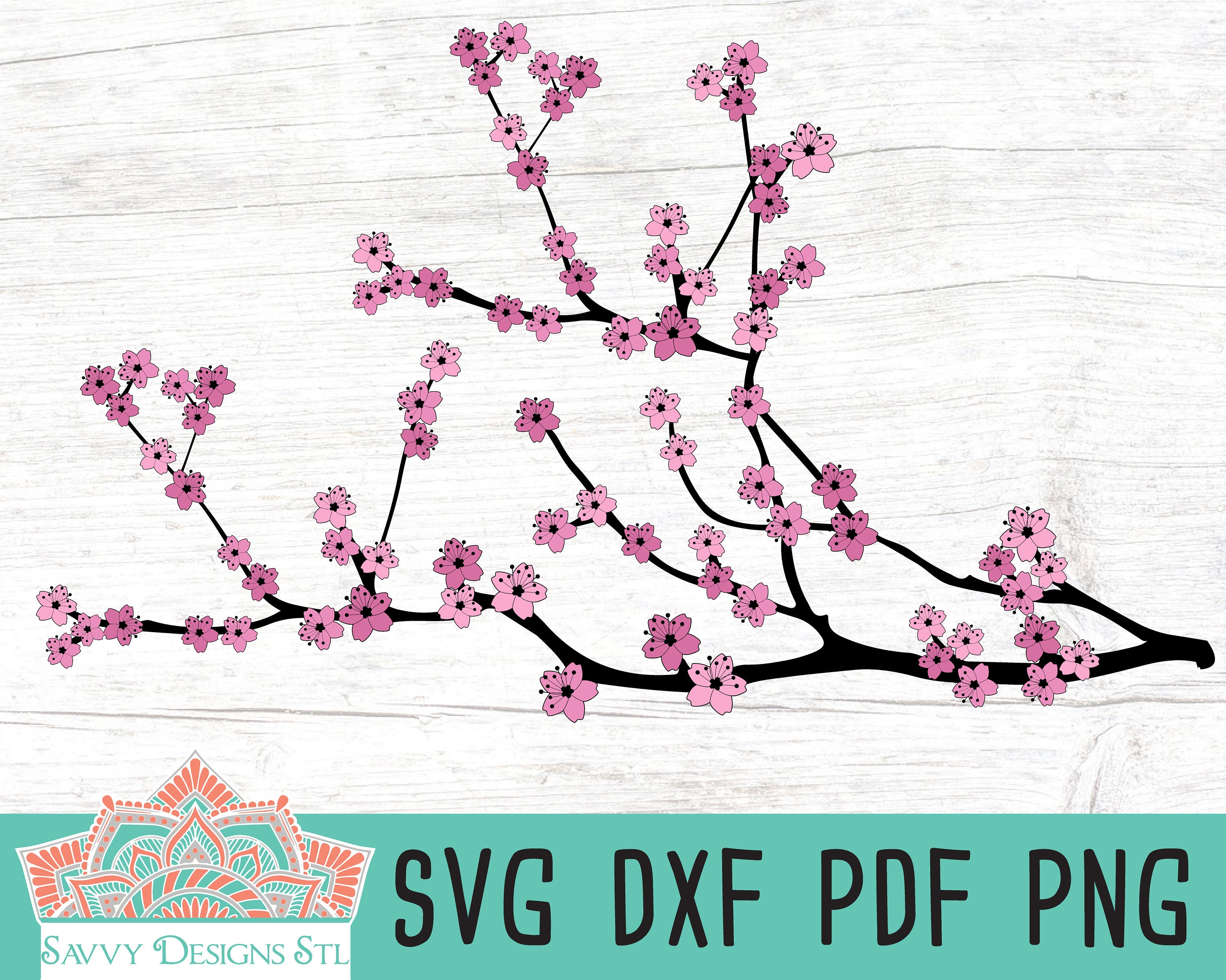 Cherry Blossom Svg Cherry Blossom Tree Floral Heart Cut File For 