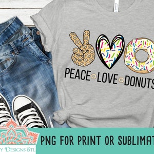 Peace Love Donuts for Sublimation or Print, INSTANT DOWNLOAD - Etsy