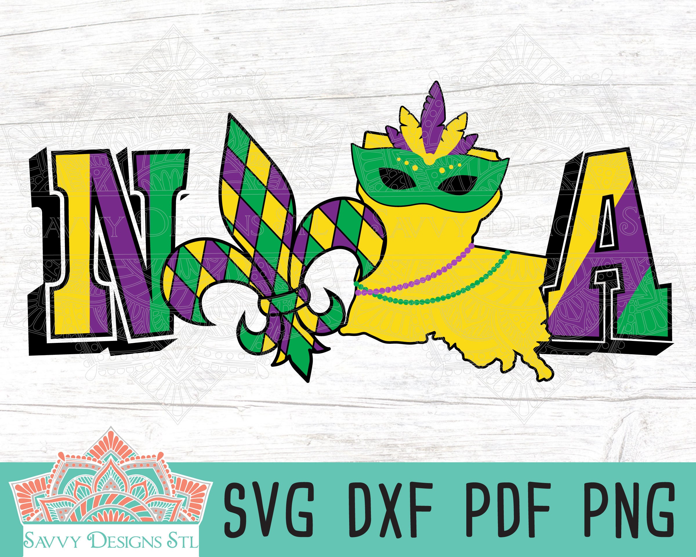 NOLA Mardi Gras SVG Cut File for Silhouette and Cricut Mardi - Etsy