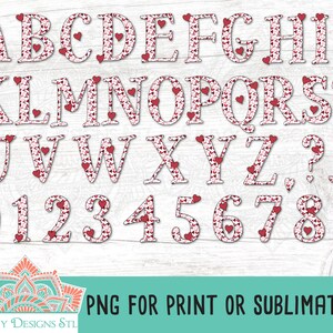 Valentine Alphabets Bundle for Sublimation or Print, Valentine Png ...