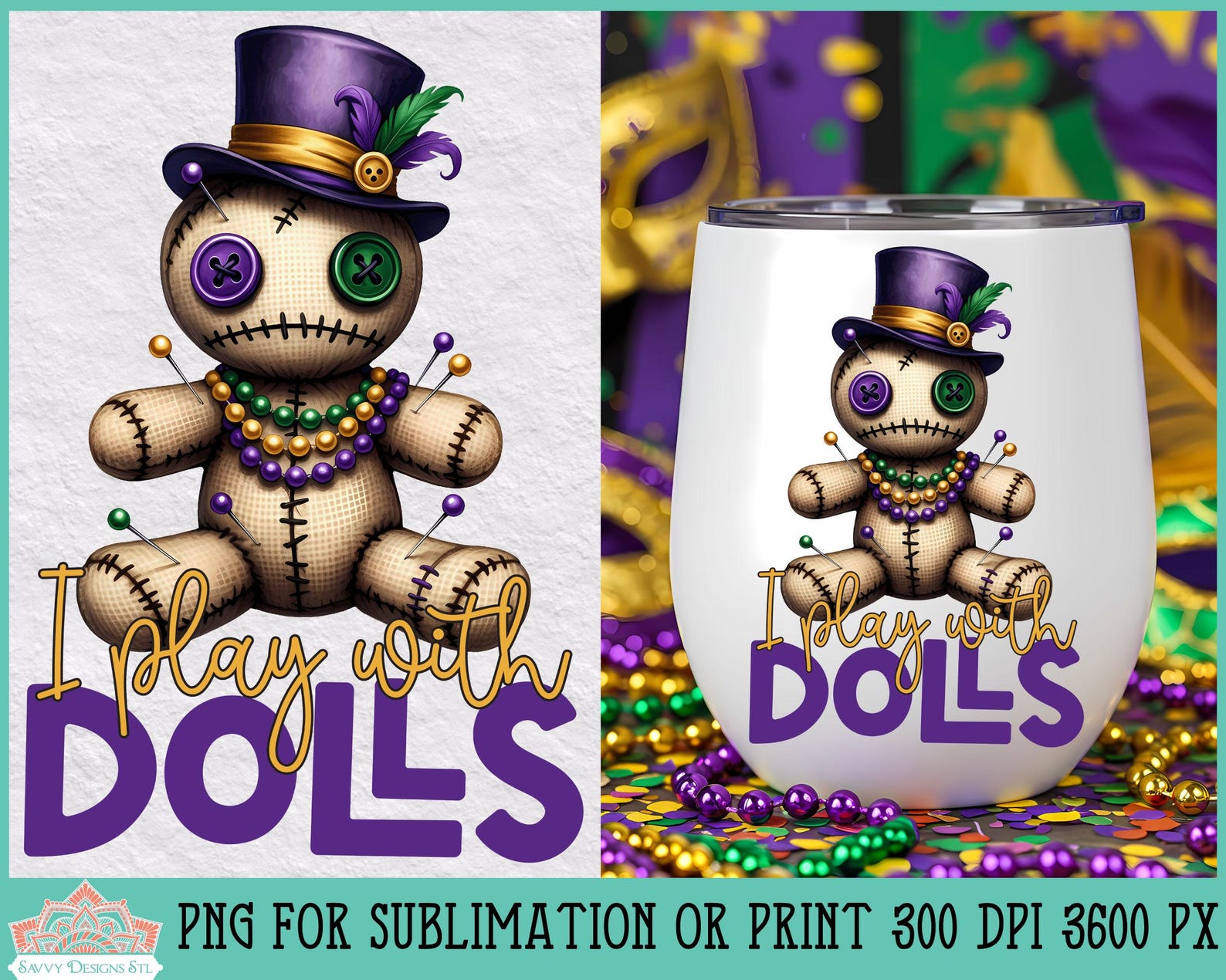 Mardi Gras Voodoo Doll Bundle for Sublimation or Print, INSTANT ...