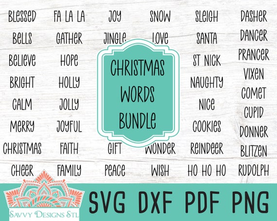 Christmas Words SVG Cut File Bundle for Silhouette and Cricut - Etsy