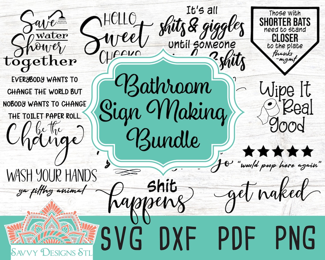 Bathroom Sign Making Cut File Bundle for Silhouette and Cricut, INSTANT ...
