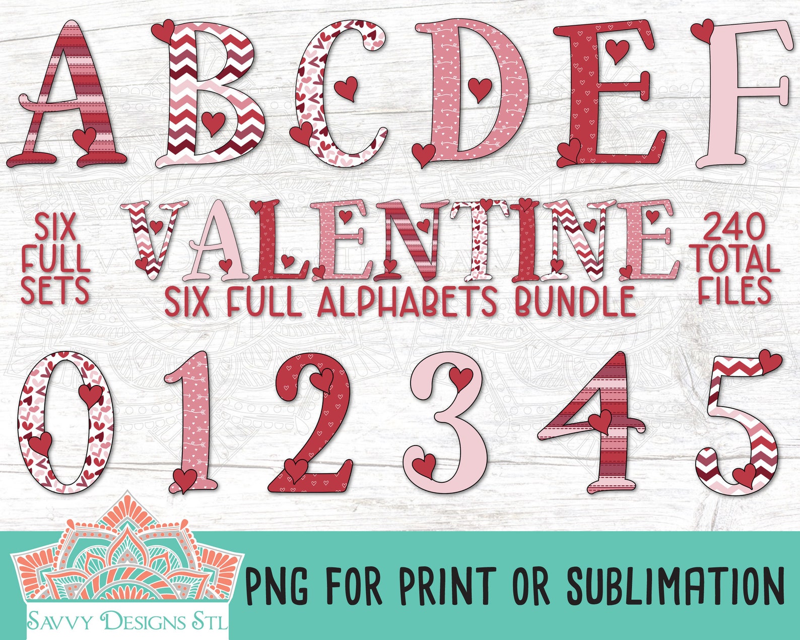 Valentine Alphabets Bundle for Sublimation or Print Valentine - Etsy