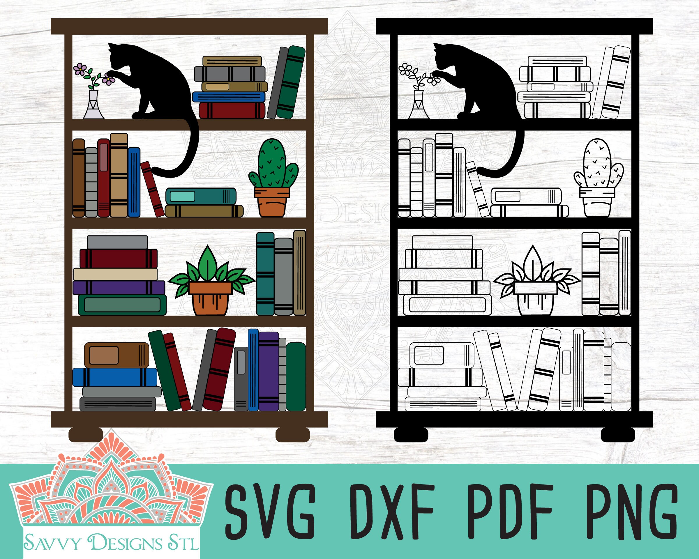 Bookcase Layered SVG Cut File Bundle for Silhouette and - Etsy