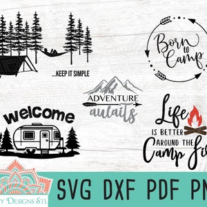 Camping Cut File Bundle for Silhouette and Cricut, INSTANT DOWNLOAD ...