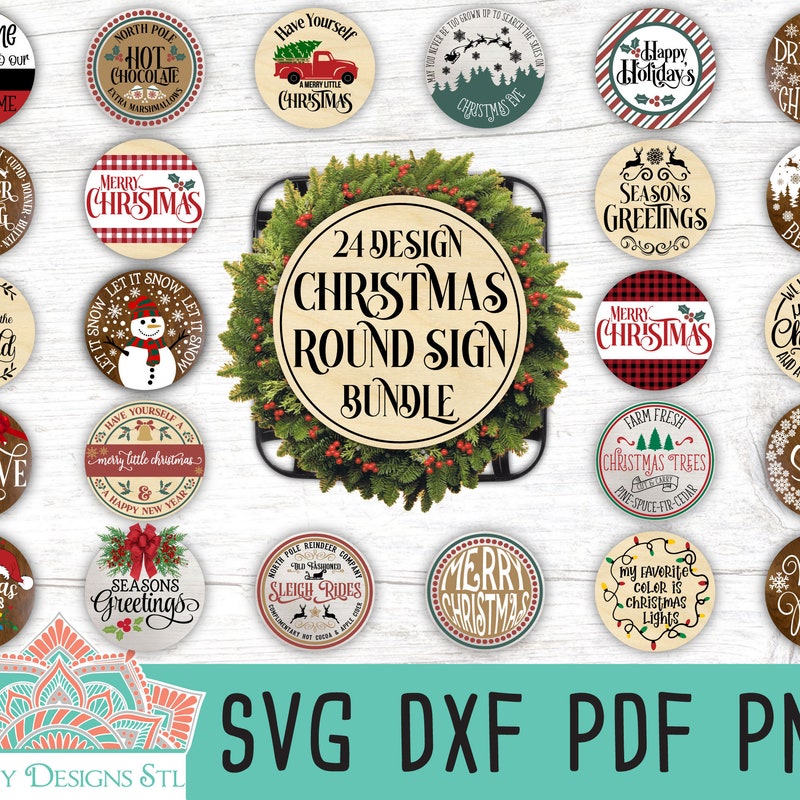 Round Christmas Signs - Etsy
