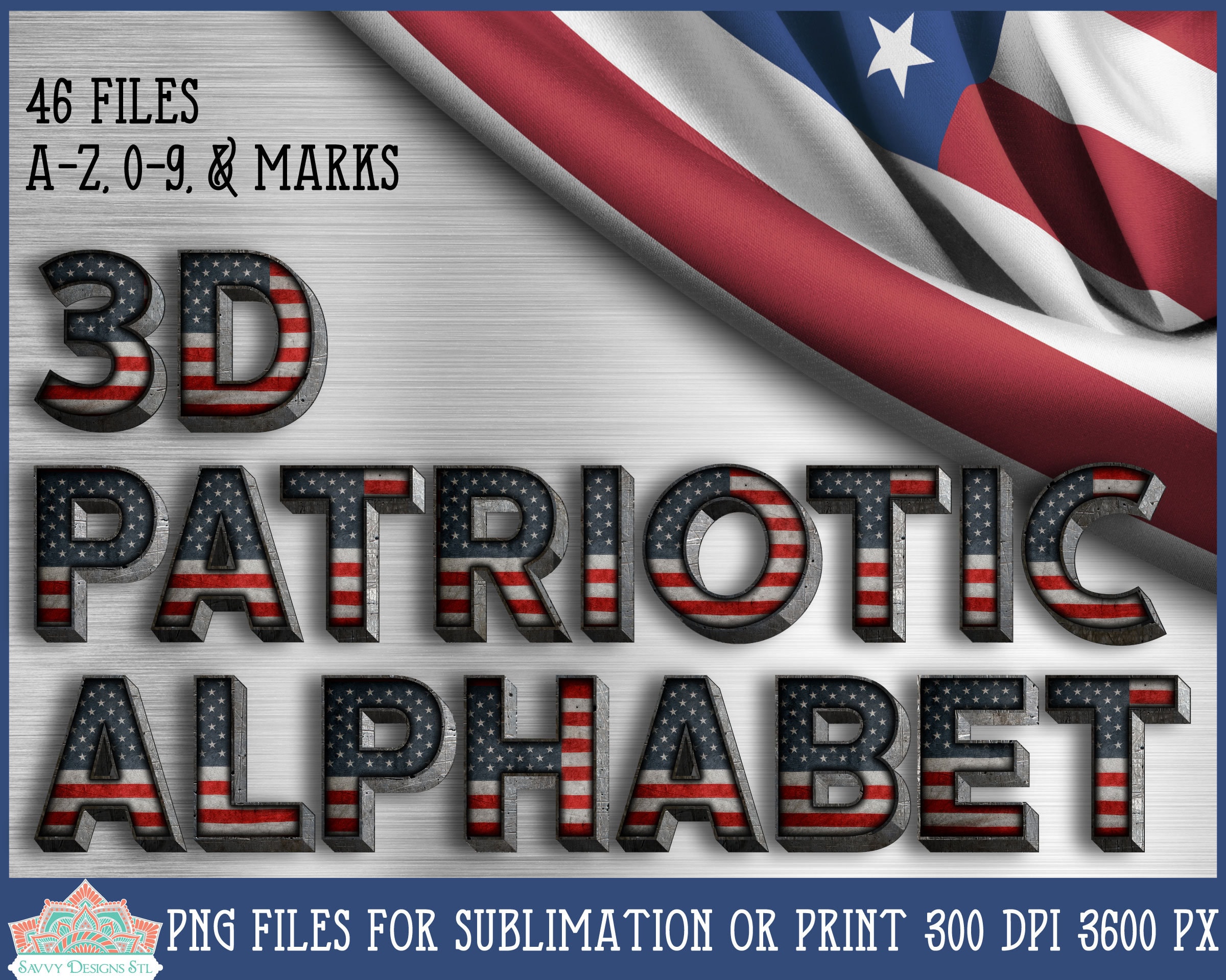 Patriotic Metal Alphabet American Flag Lettering Bundle for - Etsy