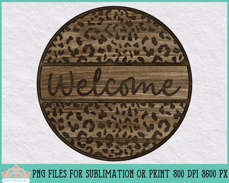 Leopard Print Welcome Sign Round Farmhouse Design for Print or | Etsy