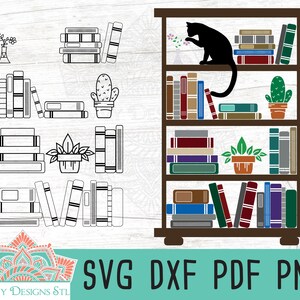 Bookcase Layered SVG Cut File Bundle for Silhouette and Cricut, Book ...