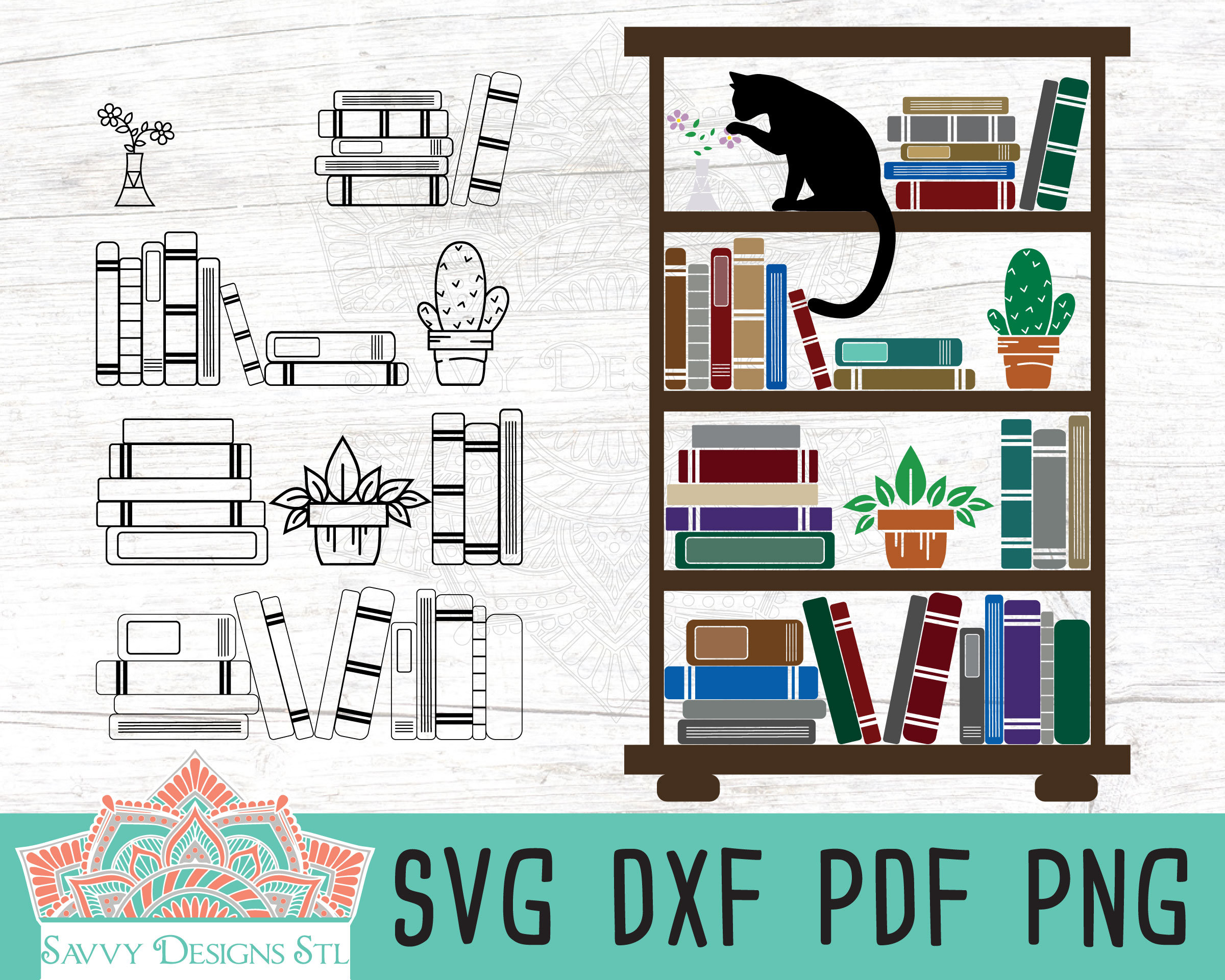 Bookcase Layered SVG Cut File Bundle for Silhouette and - Etsy