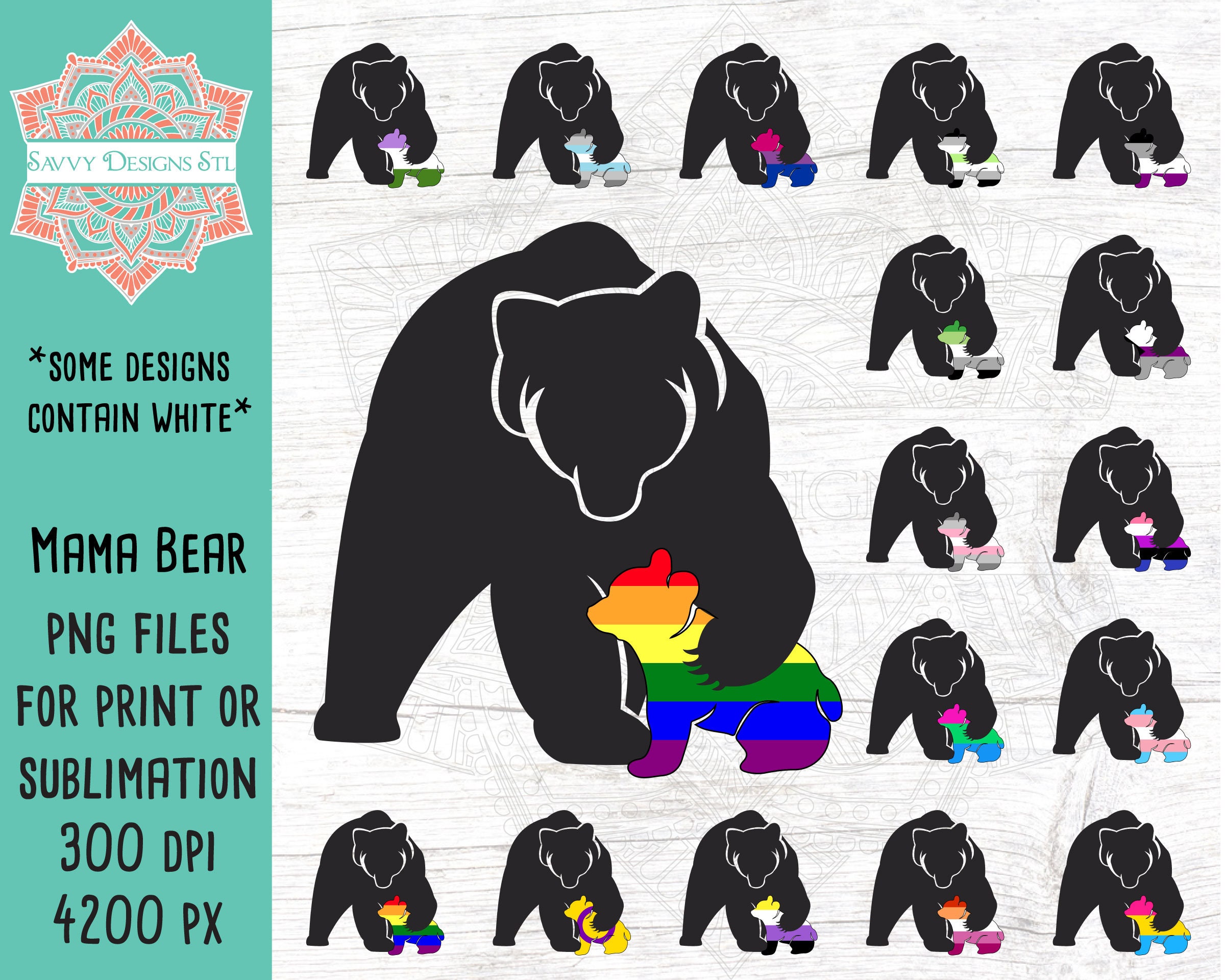 Mama Bear Gender Identity Flag Bundle for Sublimation or Print ...