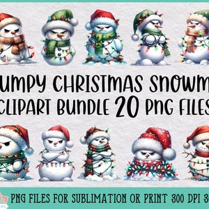 Grumpy Christmas Snowmen Clipart Bundle for Sublimation or Print ...