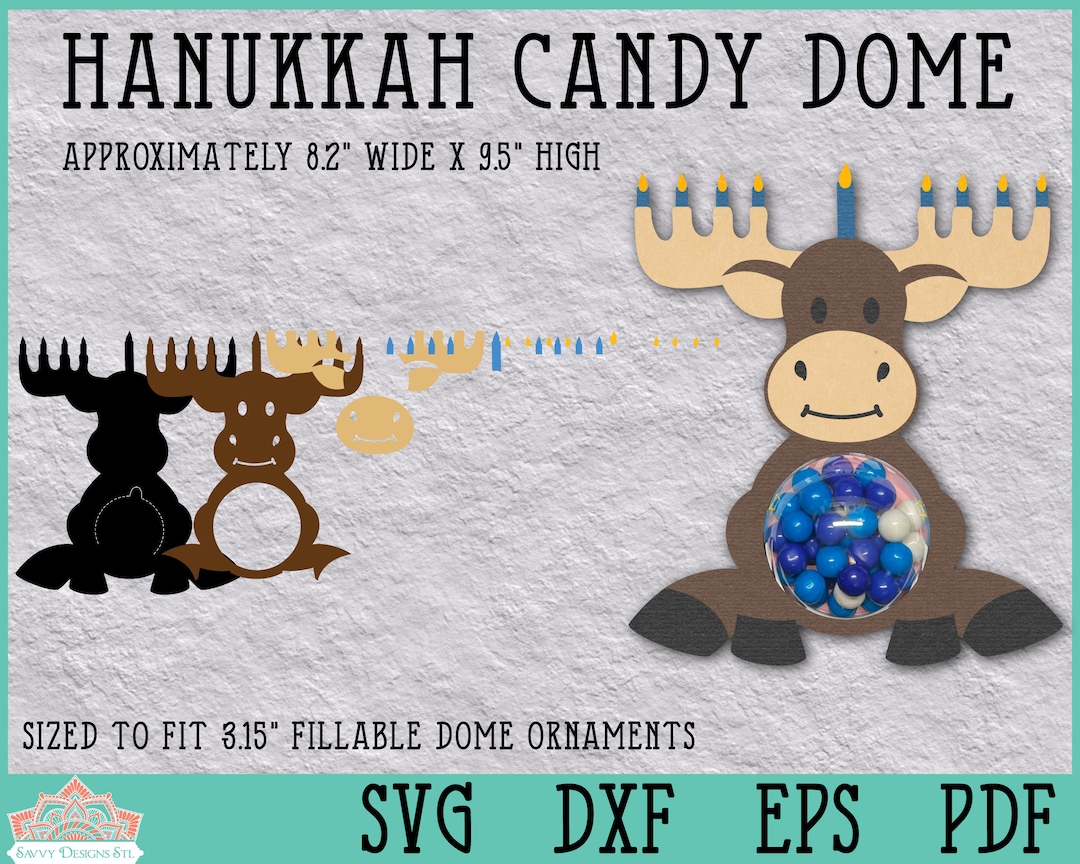 Menorah Moose Candy Dome, Hanukkah Paper Craft, Hanukkah Card, Chanukah ...