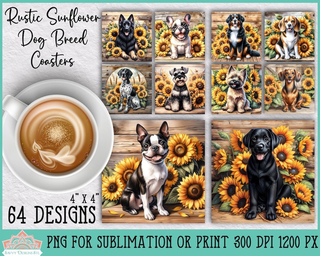 Rustic Dog Breed Images Digital Download – 4x4” PNG for Coasters ...