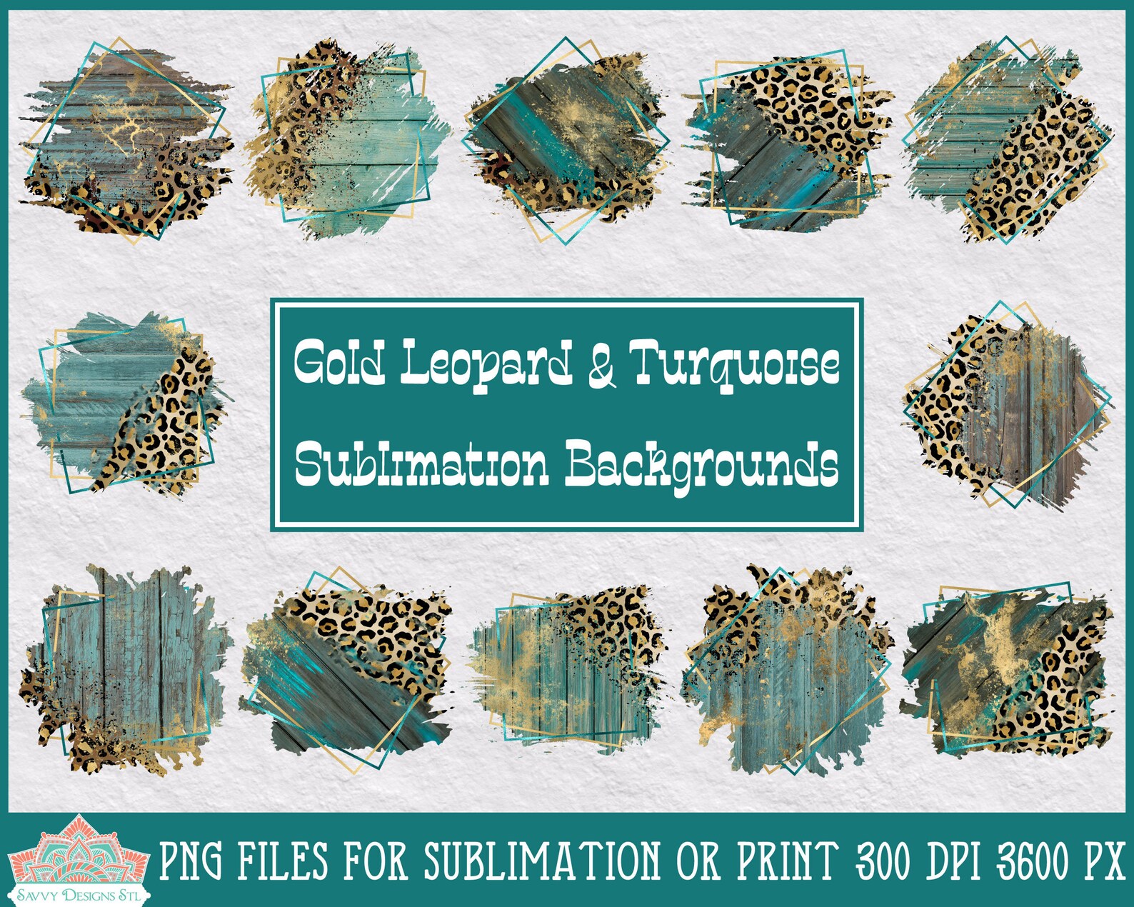 Gold Leopard and Turquoise Background Bundle for Sublimation - Etsy