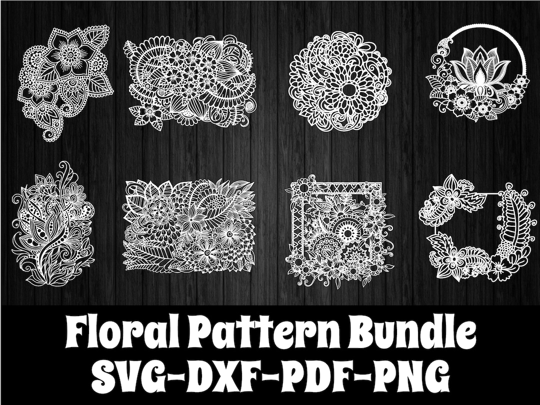 Floral Pattern SVG Bundle: Printable Cut Files (digital Download) - Etsy