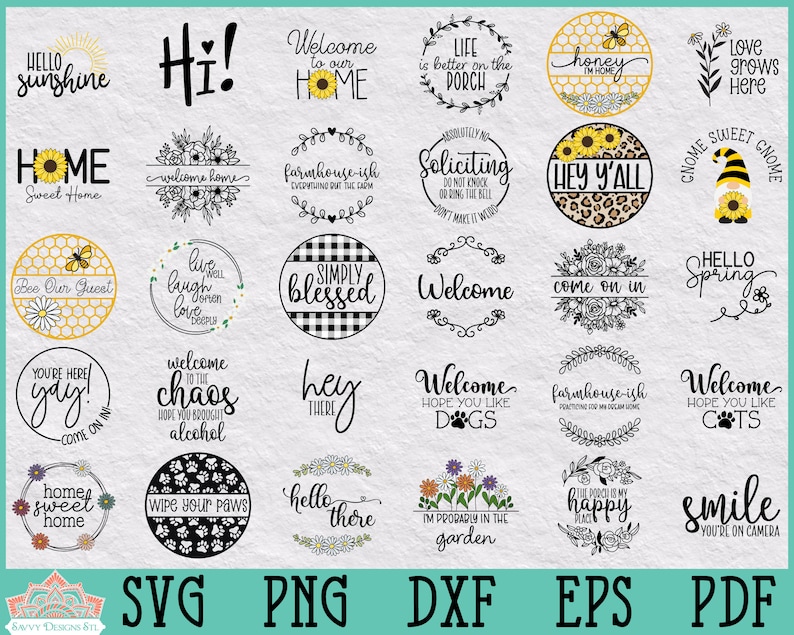 Round Spring Sign Bundle | SVG Farmhouse Signs for Silhouette and ...