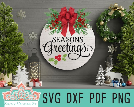 Seasons Greetings Christmas Cut File for Silhouette and | Etsy