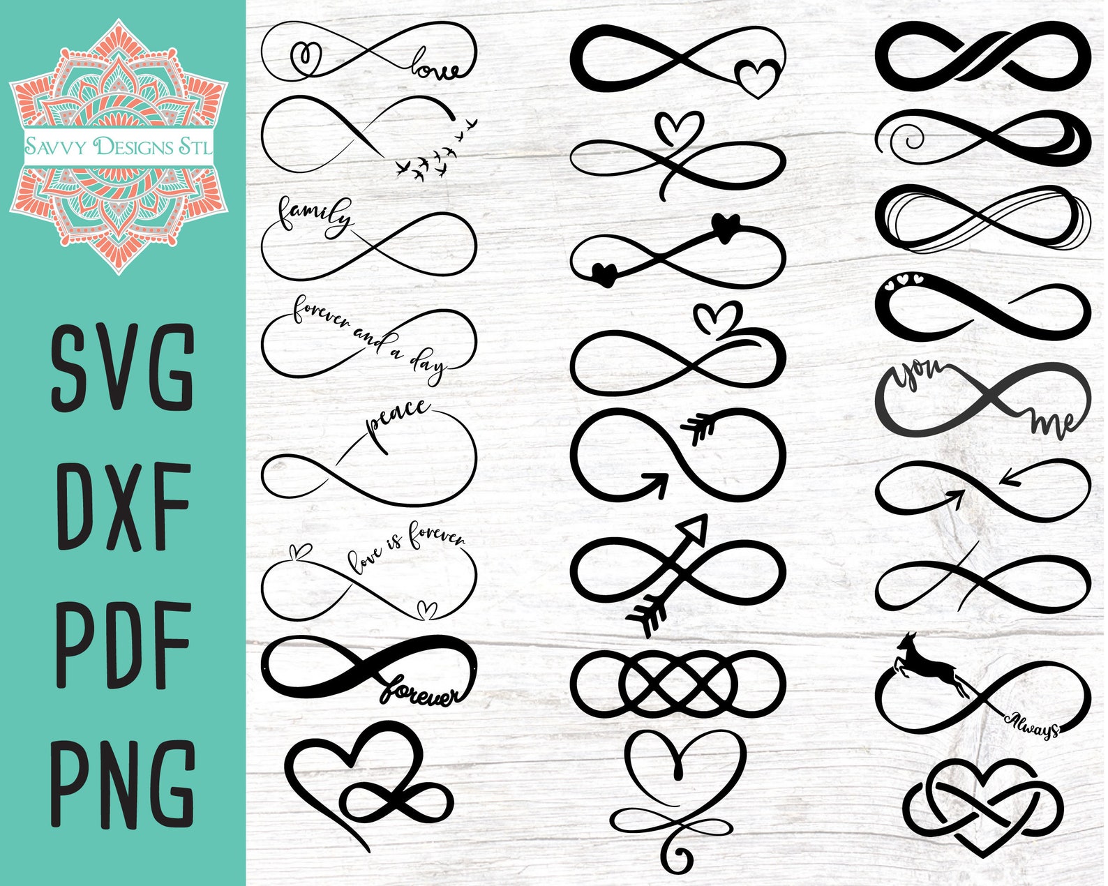 Infinity Symbol Bundle Cut File SVG Images for Silhouette and - Etsy UK