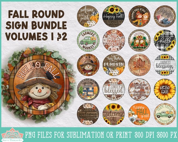 Fall Round Sign Bundle Vol 1 & 2 Autumn Sublimation - Etsy