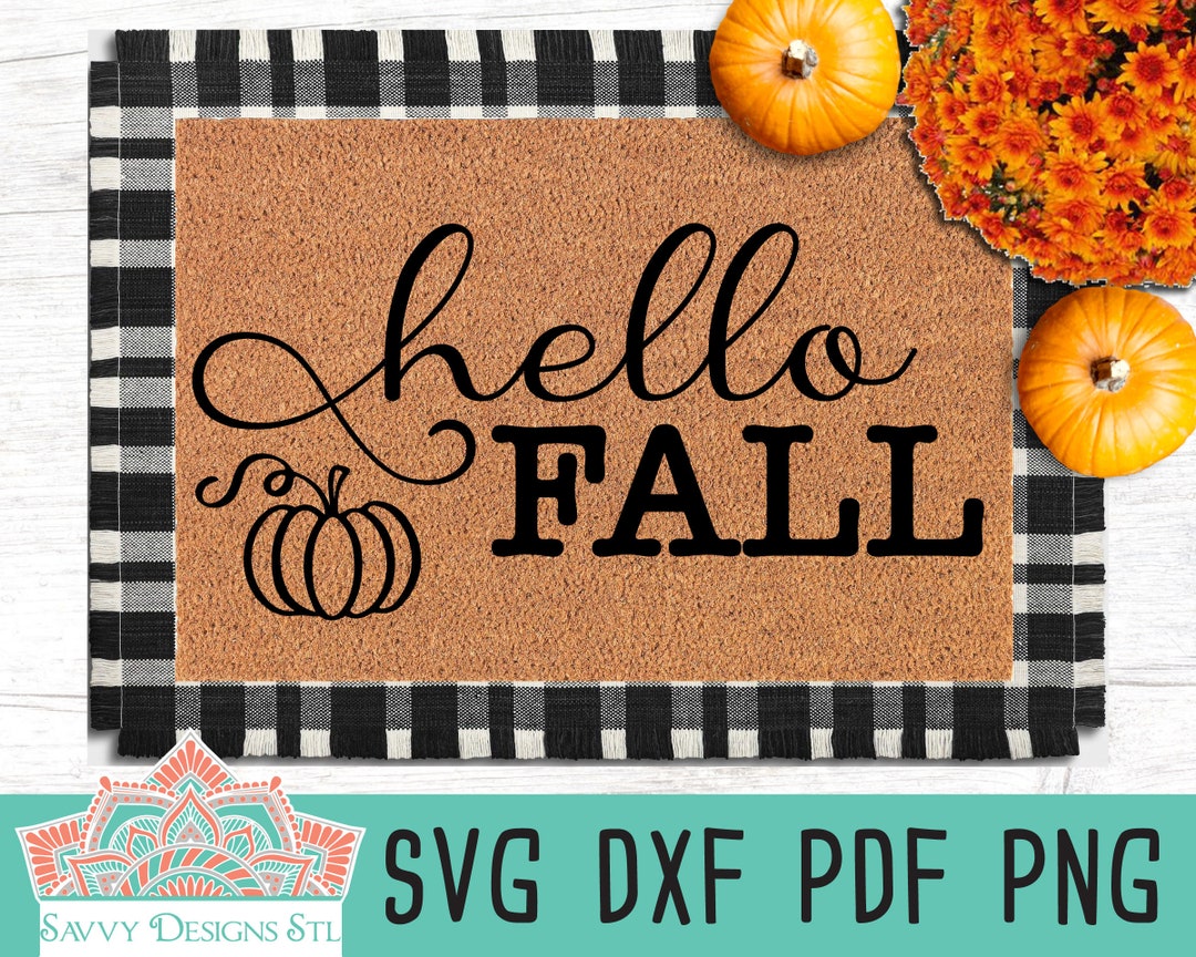 Hello Fall Cut File for Silhouette & Cricut, Doormat Stencil Svg, Fall ...