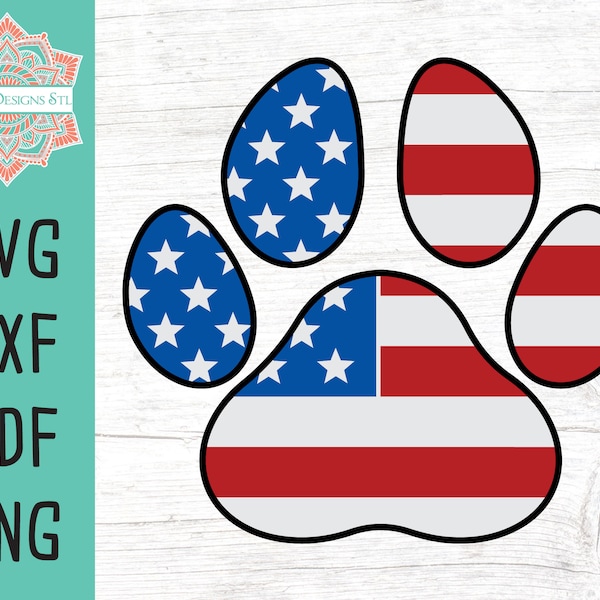 Paw Print American Flag Svg - Etsy