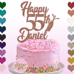 55th Birthday Cake Topper Personalised Custom Happy Party Any Name ...