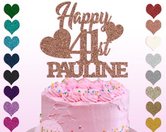 Cake Topper Personalised Custom Happy 41st Birthday Trace - Etsy